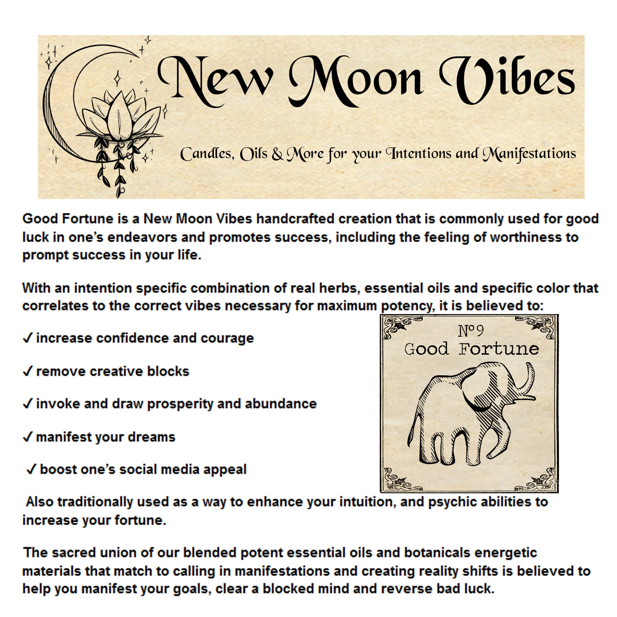 Good Fortune Luck Prosperity Drawing Oil Wiccan Pagan Intention Spell ...