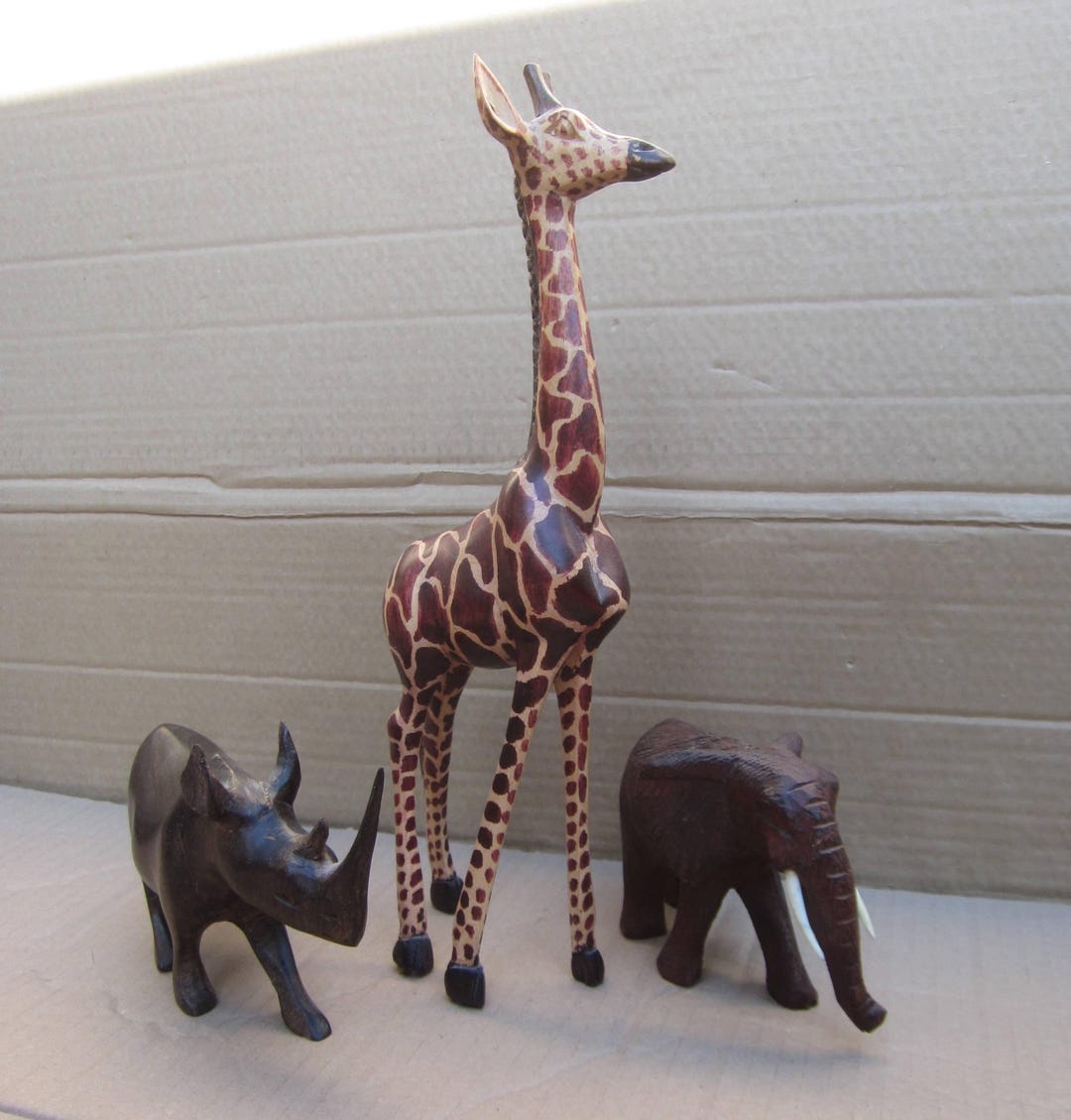 Kenyan Hand Carved Wooden Animal Figures / Traditional African Animal ...