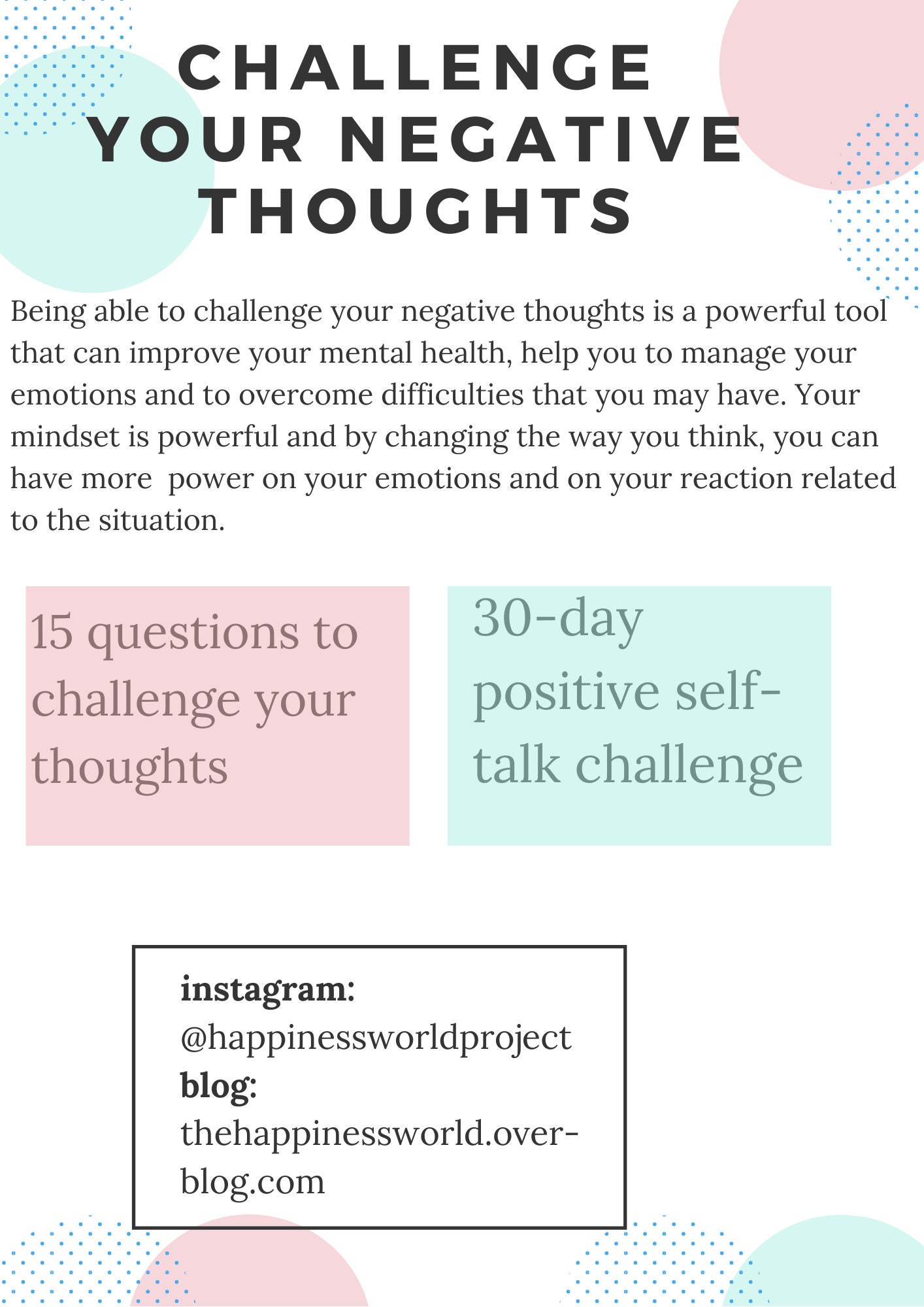 Challenge Negative Thoughts | Mental Health Digital Notebook | - Etsy