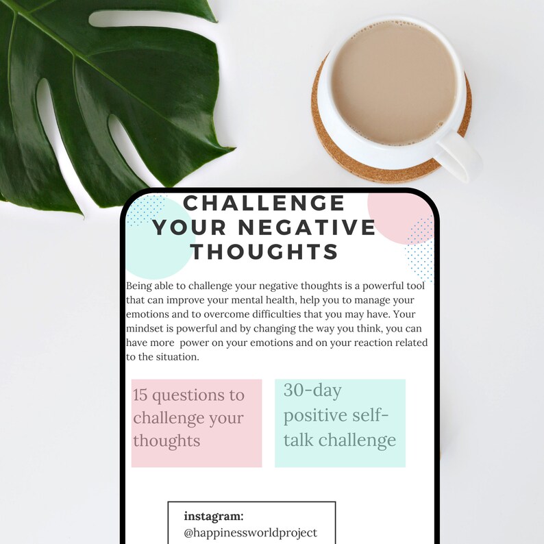 Challenge Negative Thoughts | Mental Health Digital Notebook | - Etsy