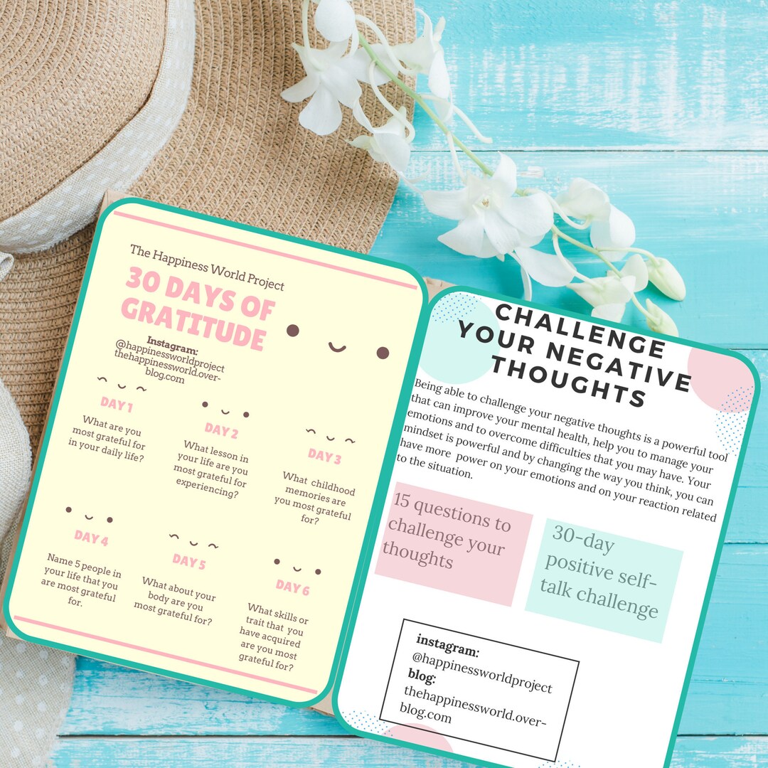 Gratitude Digital Journal | Mental Health Notebook | - Etsy