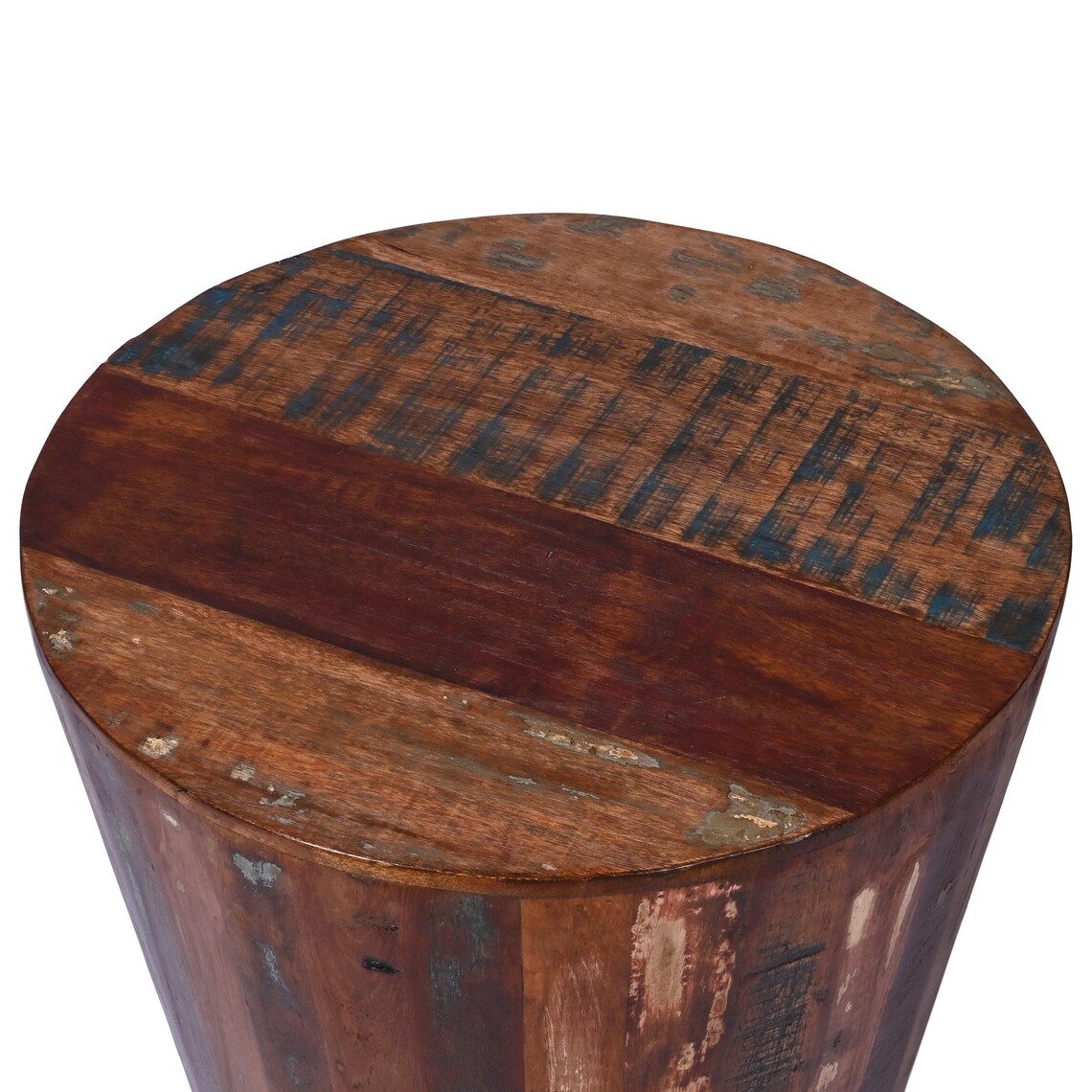 Rustic Reclaimed Round Cone Shaped 18 Inch Side Table Accent Table End ...
