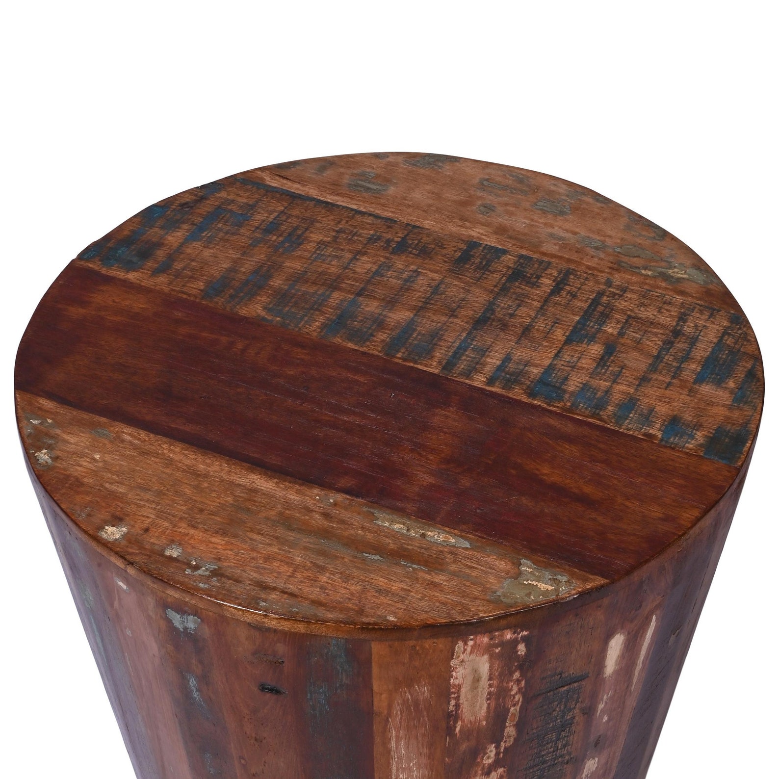 Rustic Reclaimed Round Cone Shaped 18 Inch Side Table Accent Table End ...