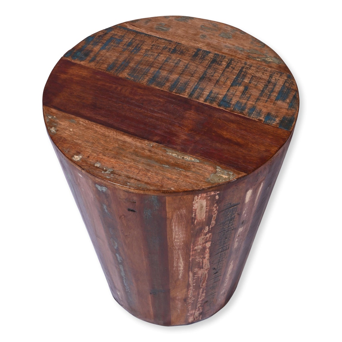 Rustic Reclaimed Round Cone Shaped 18 Inch Side Table Accent Table End ...