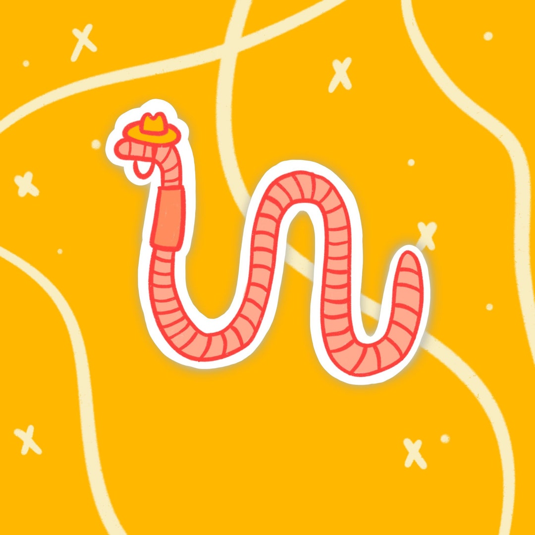 Howdy Cowboy Worm Vinyl Sticker - Etsy