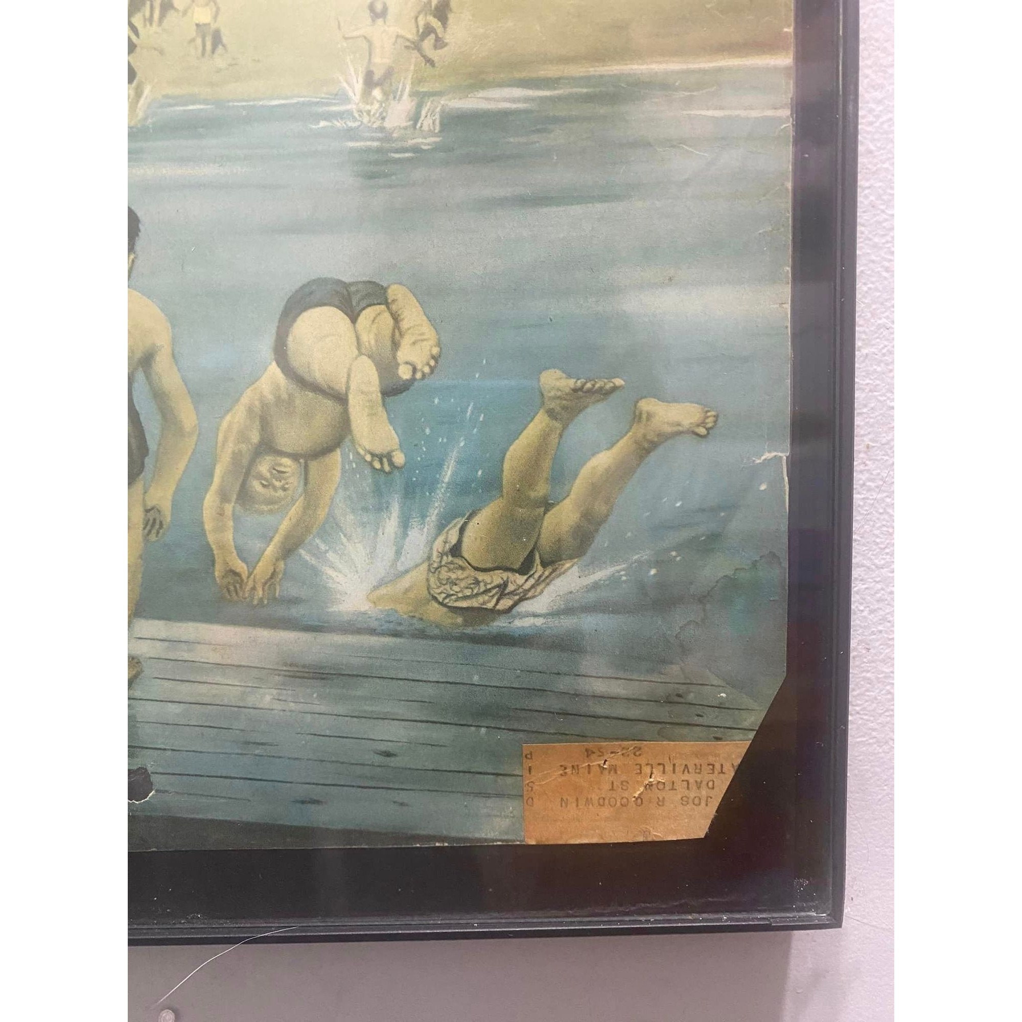 Old 1954 July POST Magazine Cover Framed Kids Jumping to Swim - Etsy