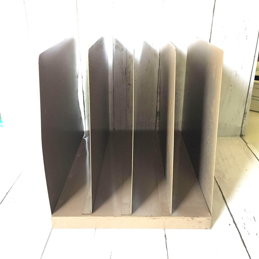 Vintage Tan Steel File Holder for Desk Industrial Look Retro MCM Metal ...