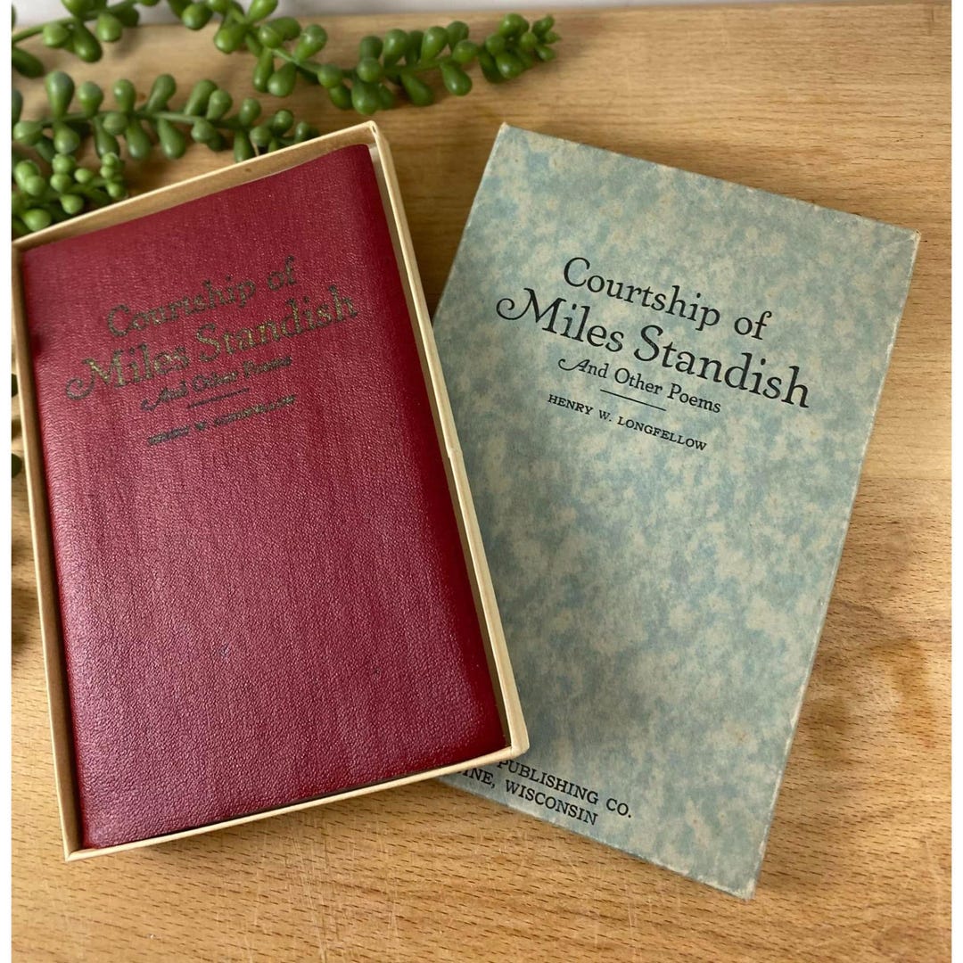 Vintage Longfellow Poetry Book • Courtship of Miles Standish, Red Faux ...