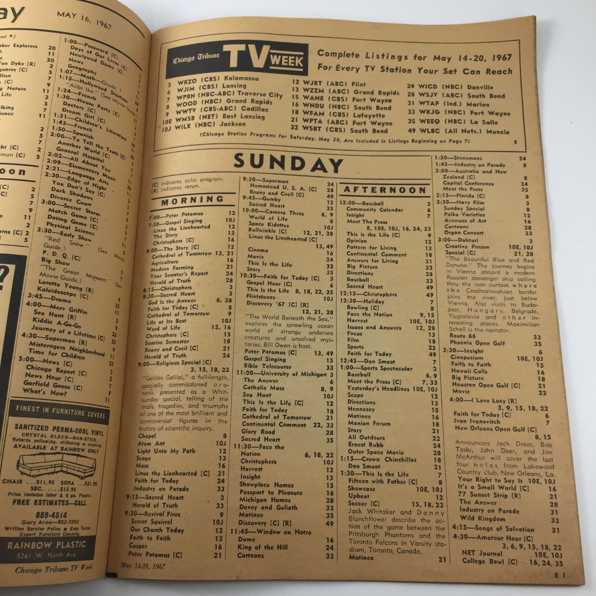 May 1967 Chicago Tribune TV Guide Booklet Magazine Vintage Ads Ryan O ...