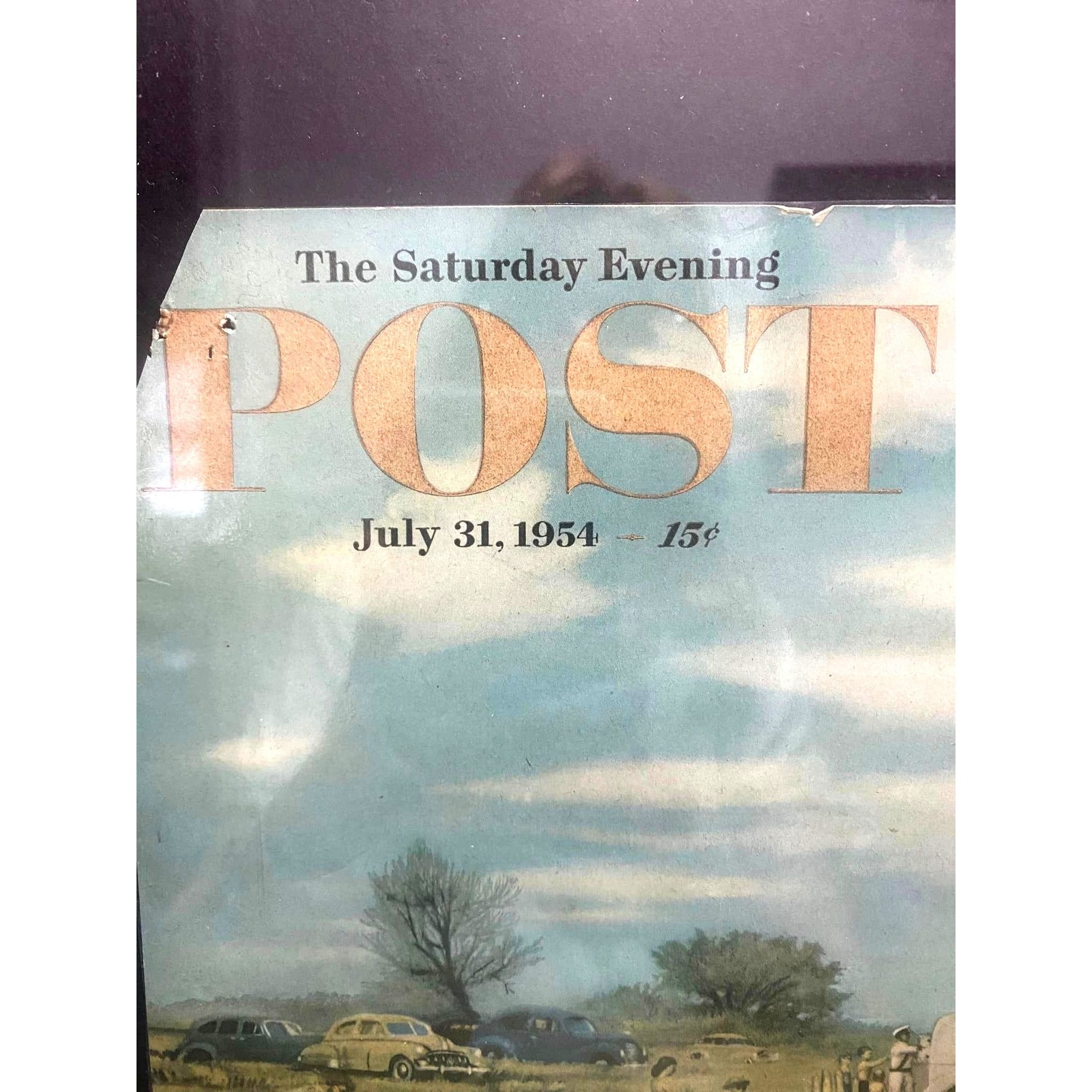 Old 1954 July POST Magazine Cover Framed Kids Jumping to Swim - Etsy