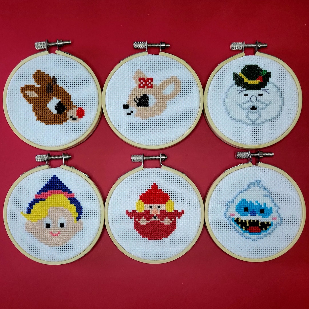 Rudolph the Red Nosed Reindeer Set - Cross Stitch Christmas Ornament ...