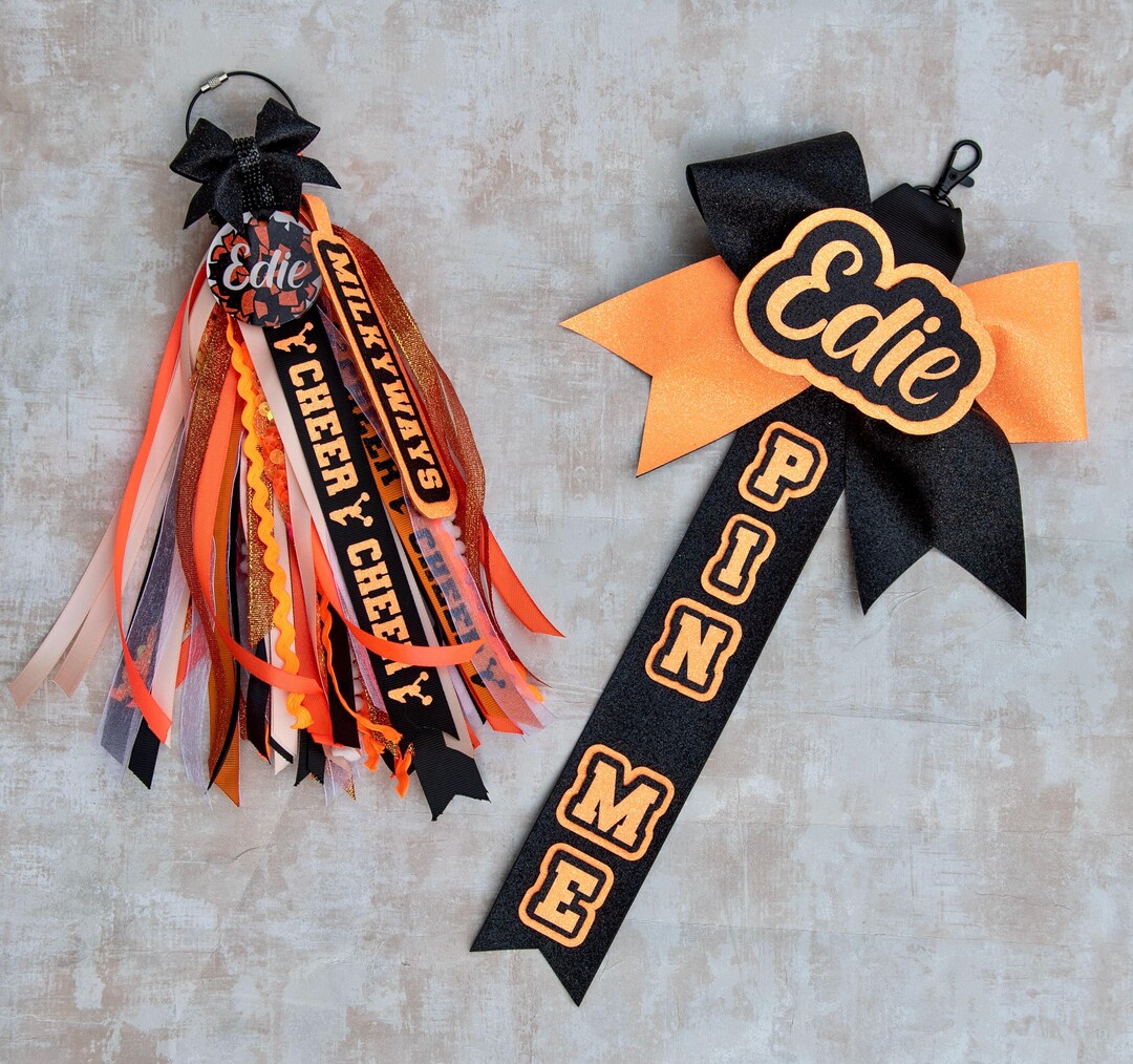 Cheer Pin Me Bow & Bag Tag Bundle | Cheer Accessories | Bow Keychain - Etsy