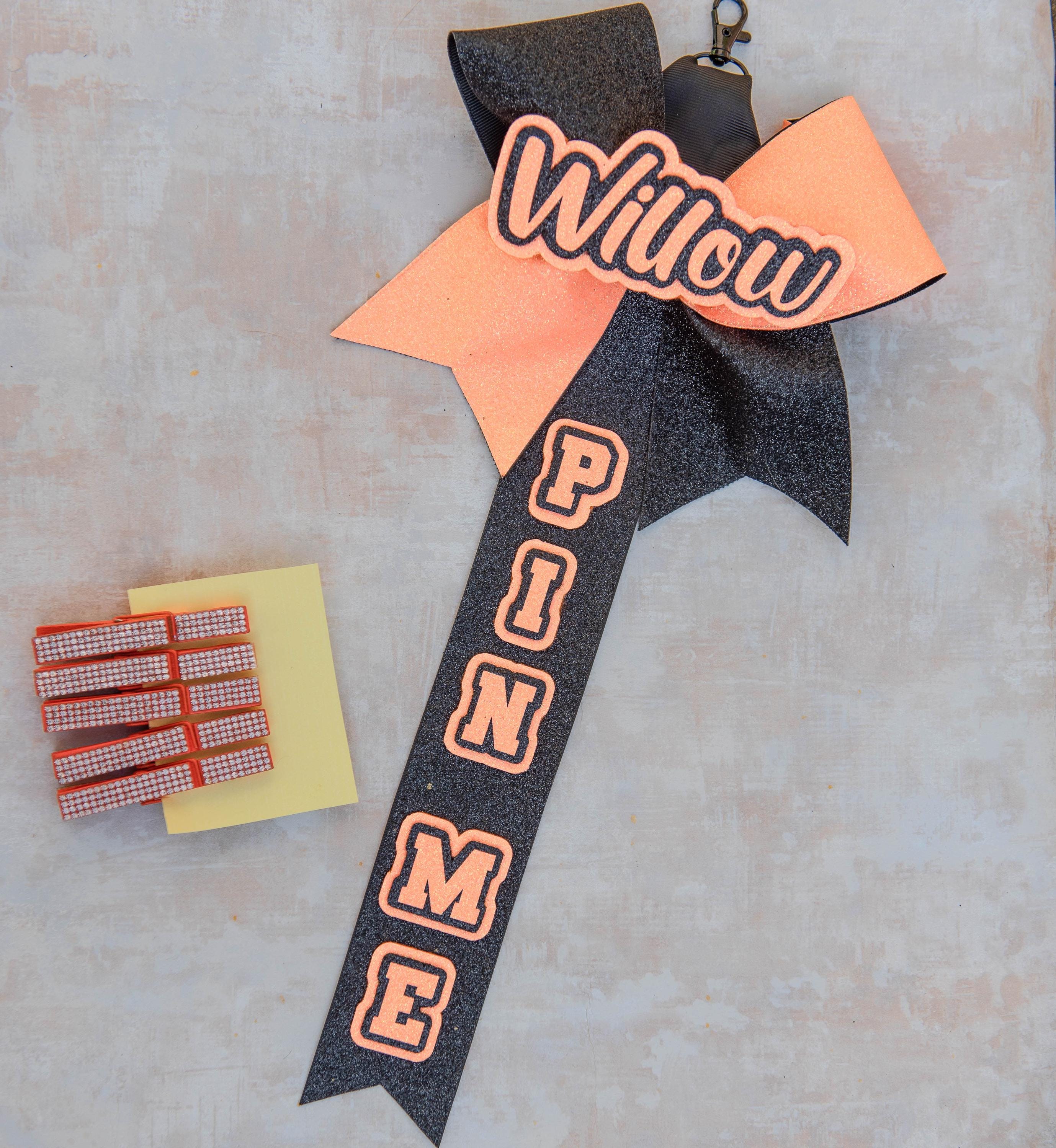 Half & Half Glitter Pin Me Cheer Bow/cheerleader Bows | Bag Accessories ...