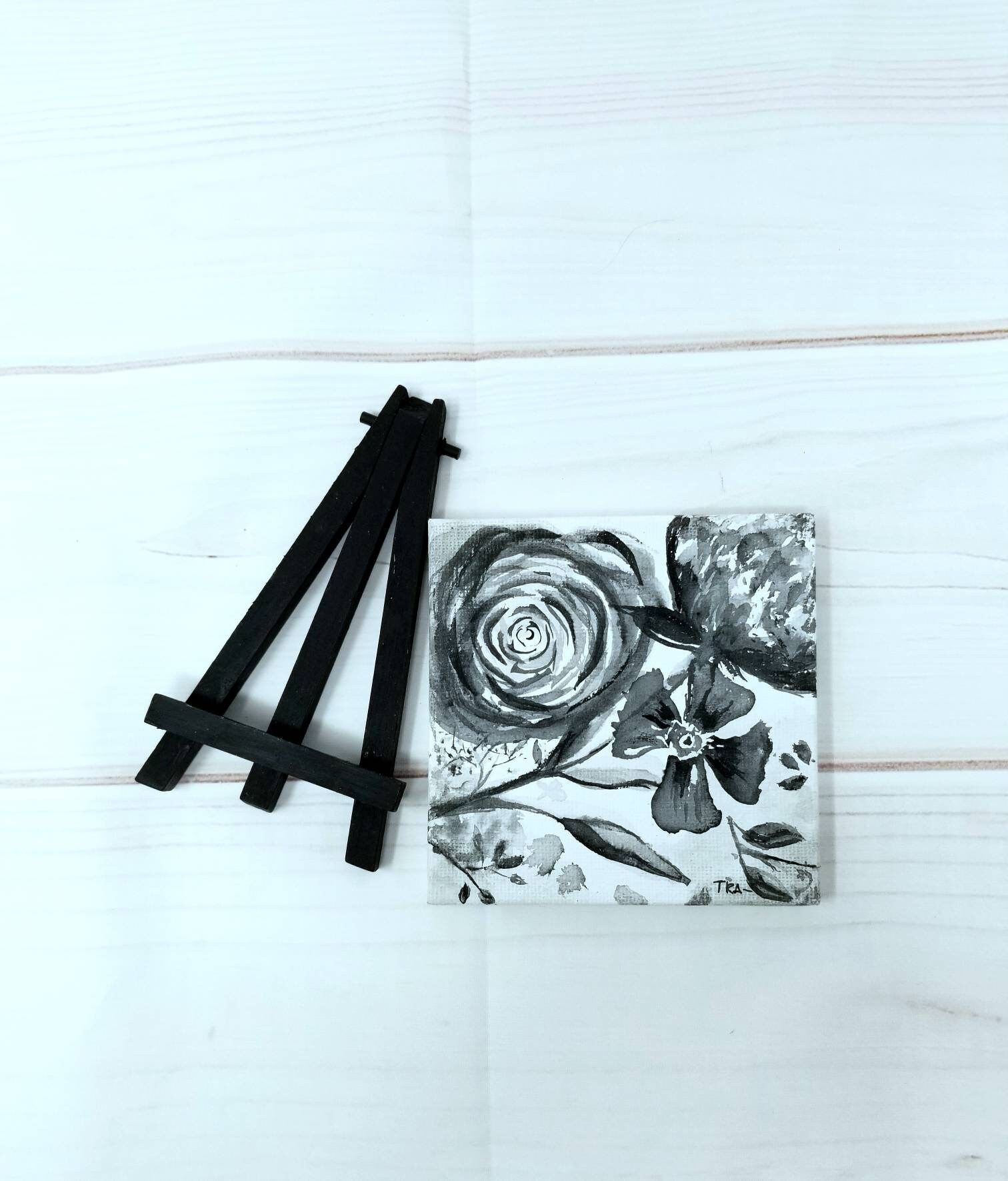 Black And White Flowers Farmhouse Decor Flower Art Mini | Etsy