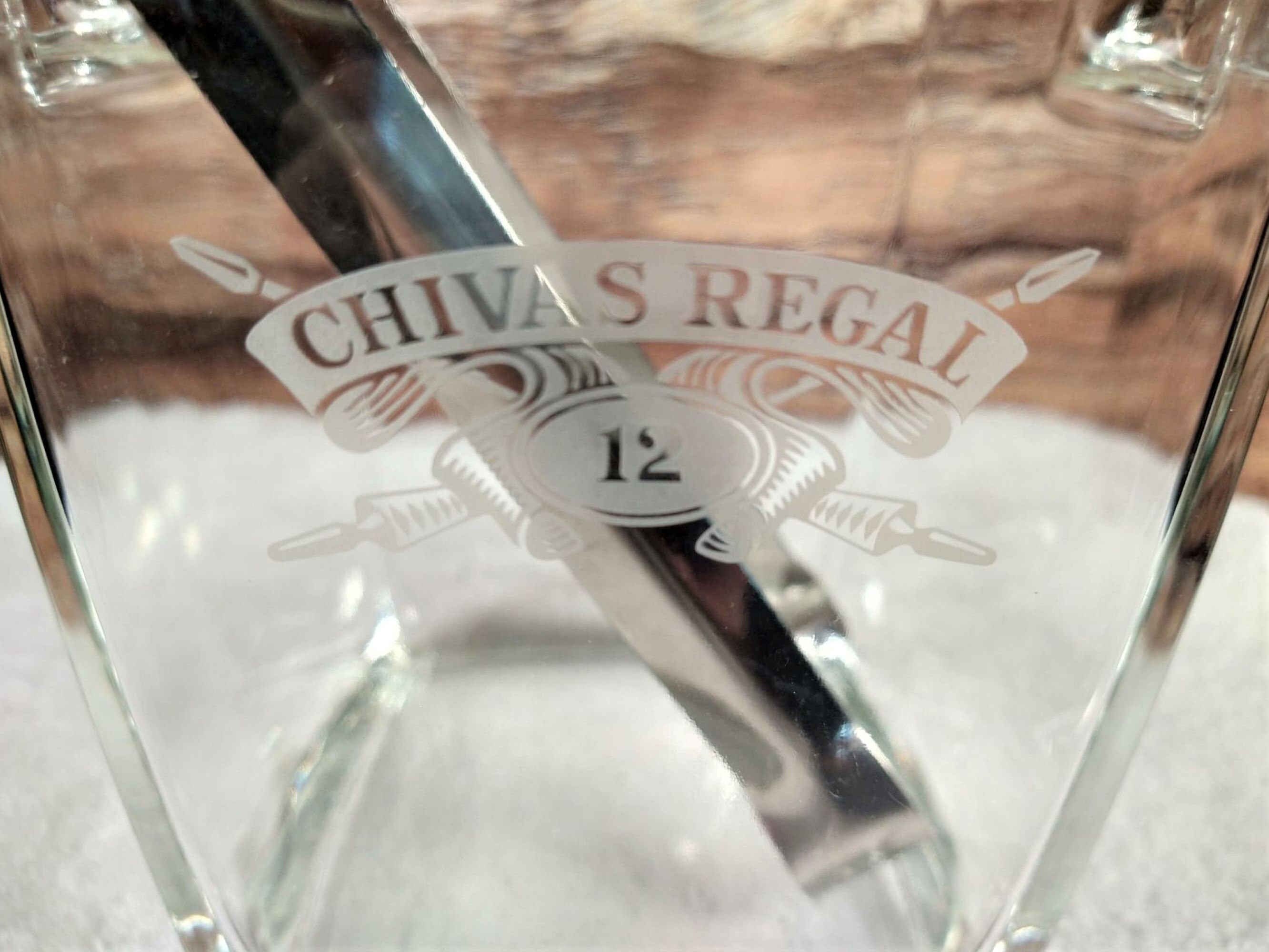 Chivas Regal 12 Frosted Logo Clear Heavy Square Glass Chivas Regal Ice ...