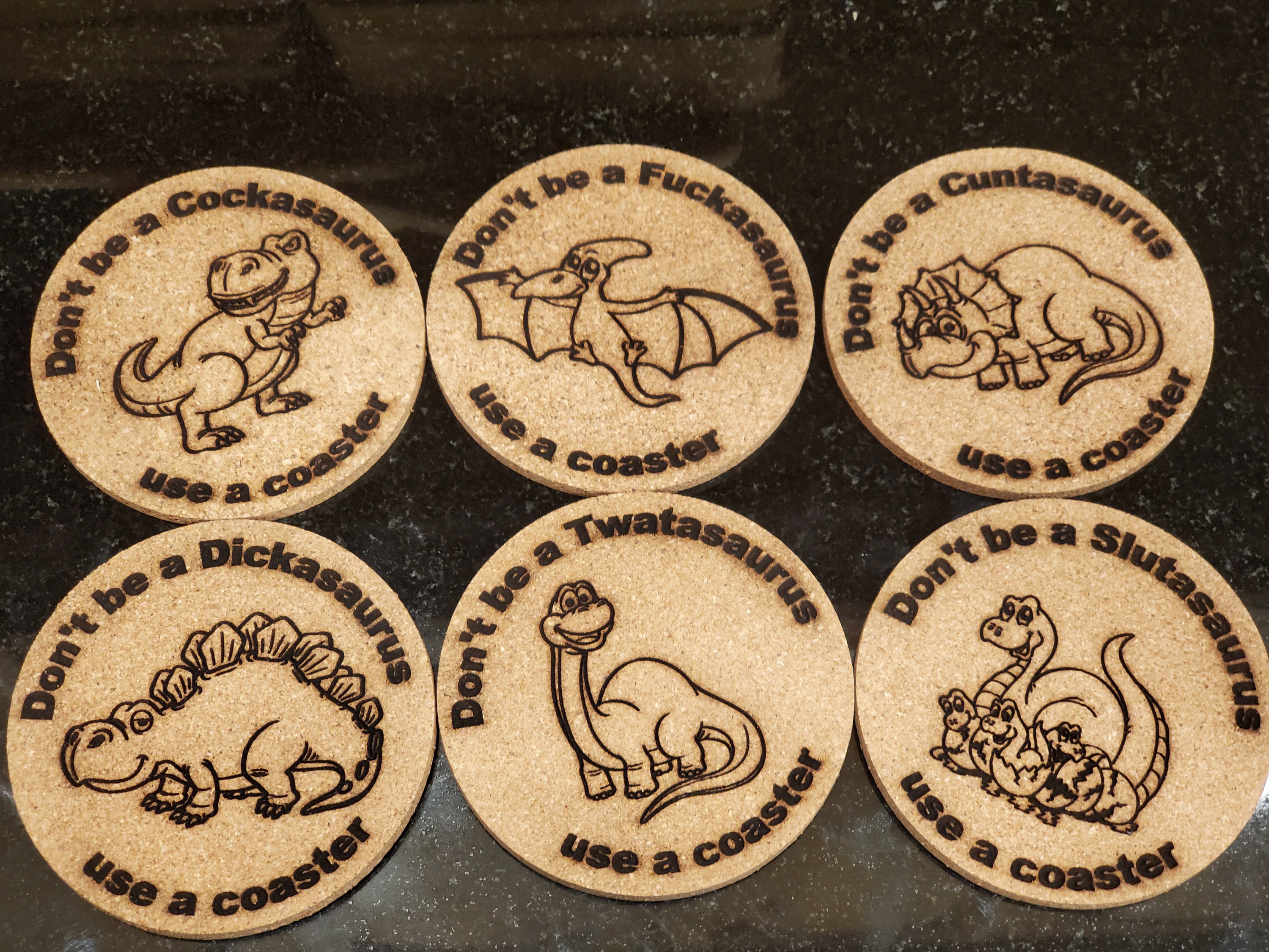 Conjunto de 6 cockasaurus divertidos diciendo posavasos de | Etsy