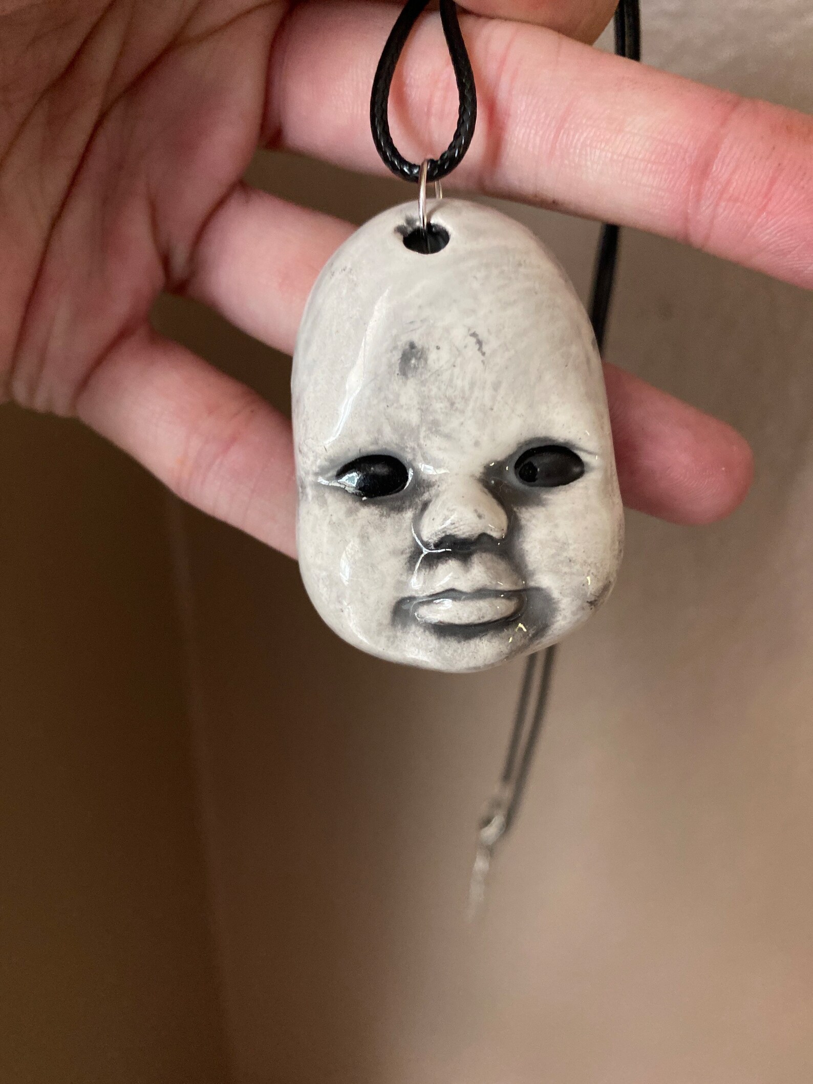 Scary Baby Face Ceramic Pendant - Etsy