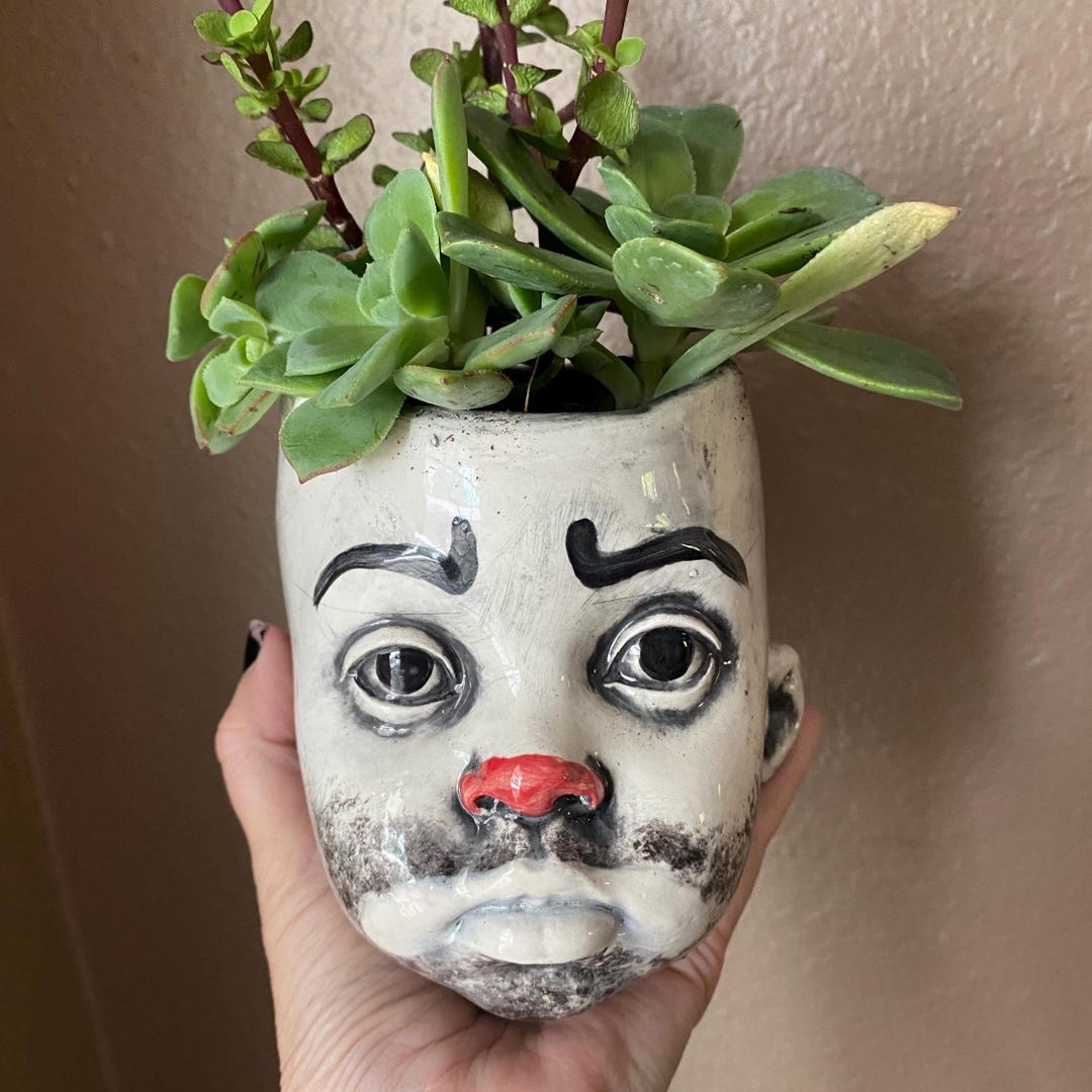 Sad Clown Baby Head Flower Pot - Etsy