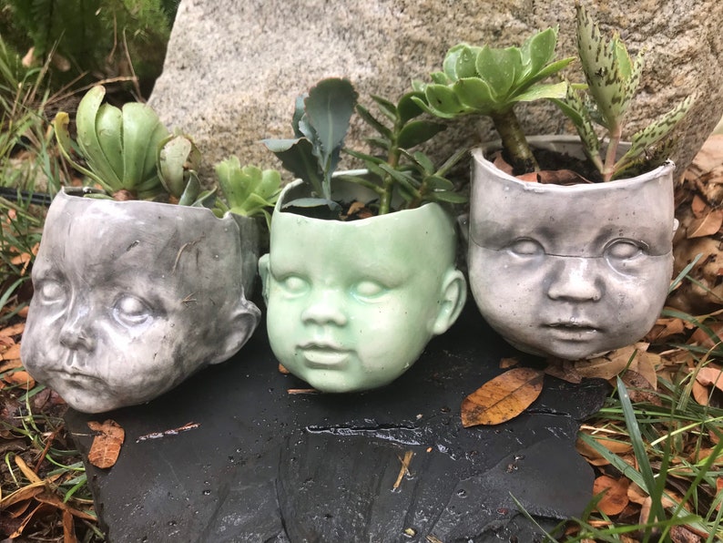 Baby head planter. | Etsy