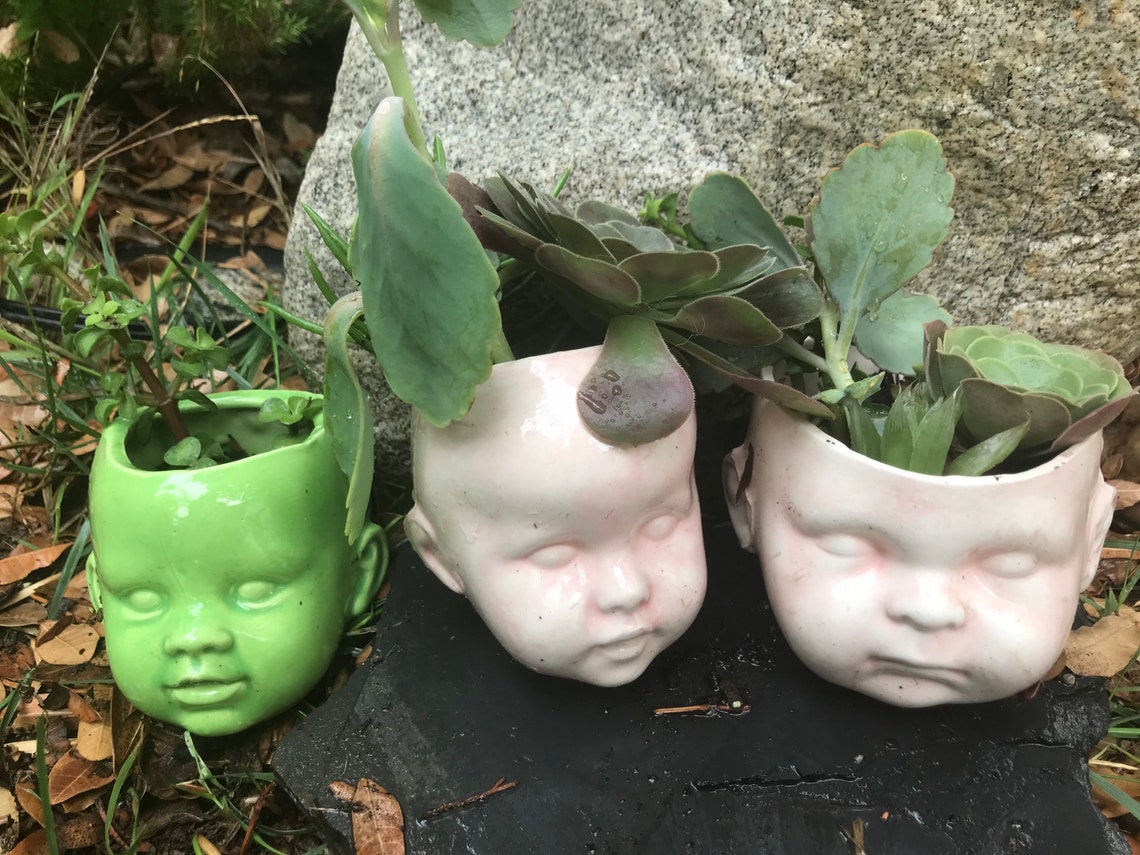 Baby head planter. | Etsy