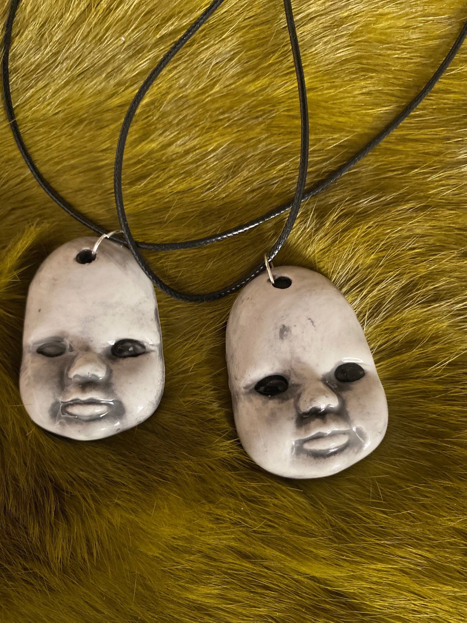 Scary Baby Face Ceramic Pendant - Etsy