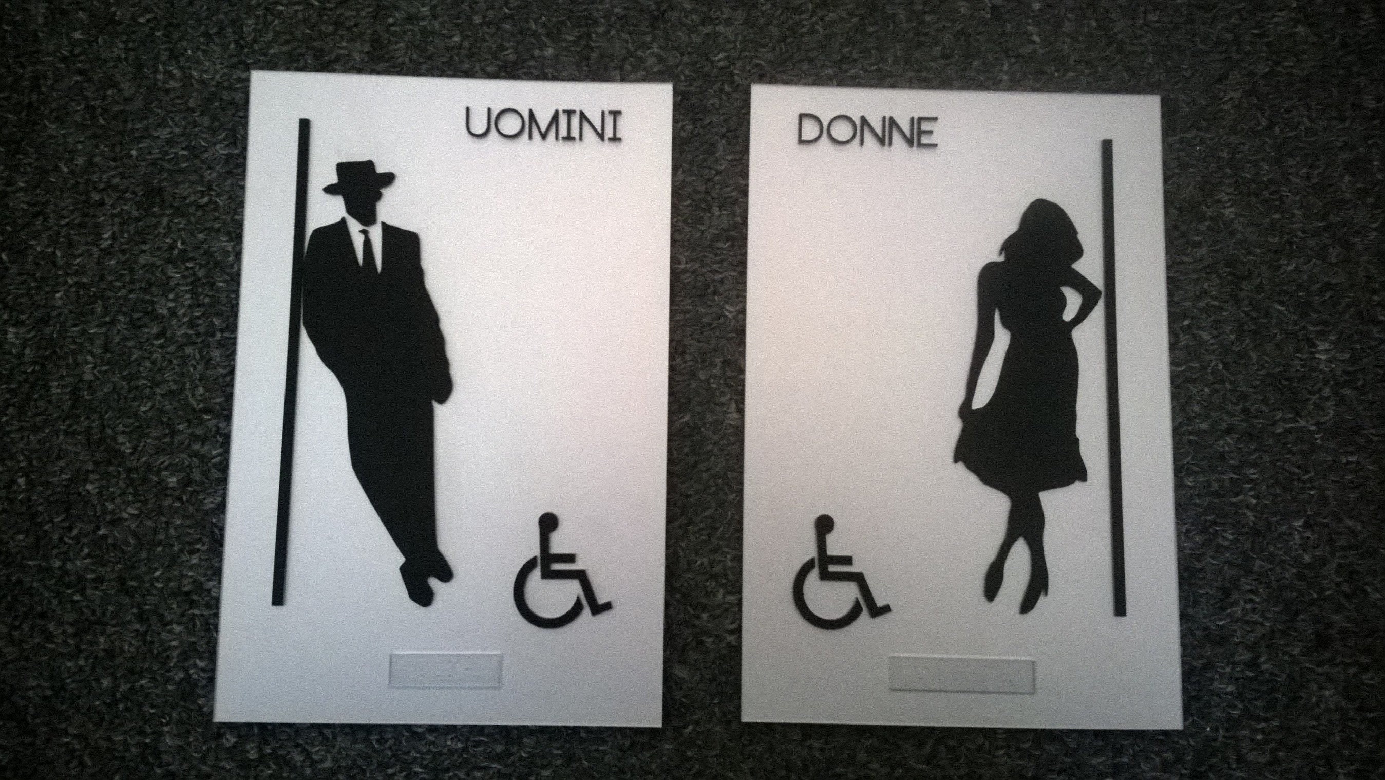 Free Shipping Silver Acrylic - Italian ADA Restroom Signs - Etsy
