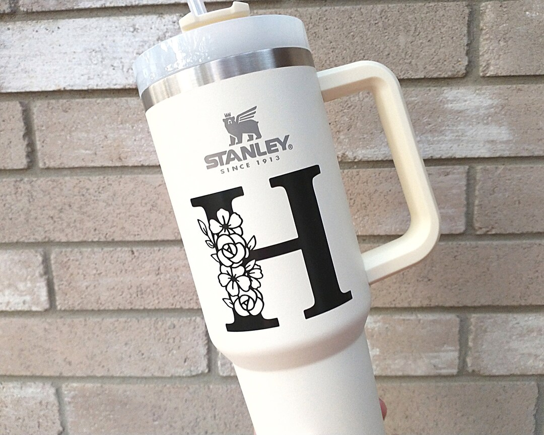 Floral Letter Decal: Vinyl Initial Monogram Sticker for Tumblers, Water ...