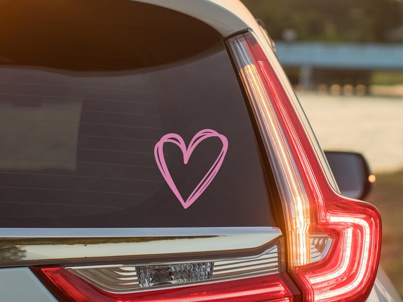 Scribble Heart Decal Doodle Heart Sticker Holographic Vinyl - Etsy