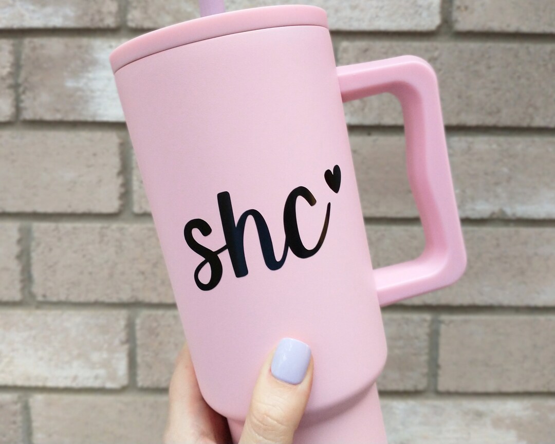 Cursive Initials With Mini Heart Decal, 3 Letters Maximum, Personalized Monogram Decals for ...