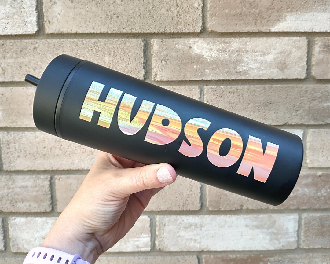 Blocky Print Name Decals for Water Bottle, Personalized Kids Name ...