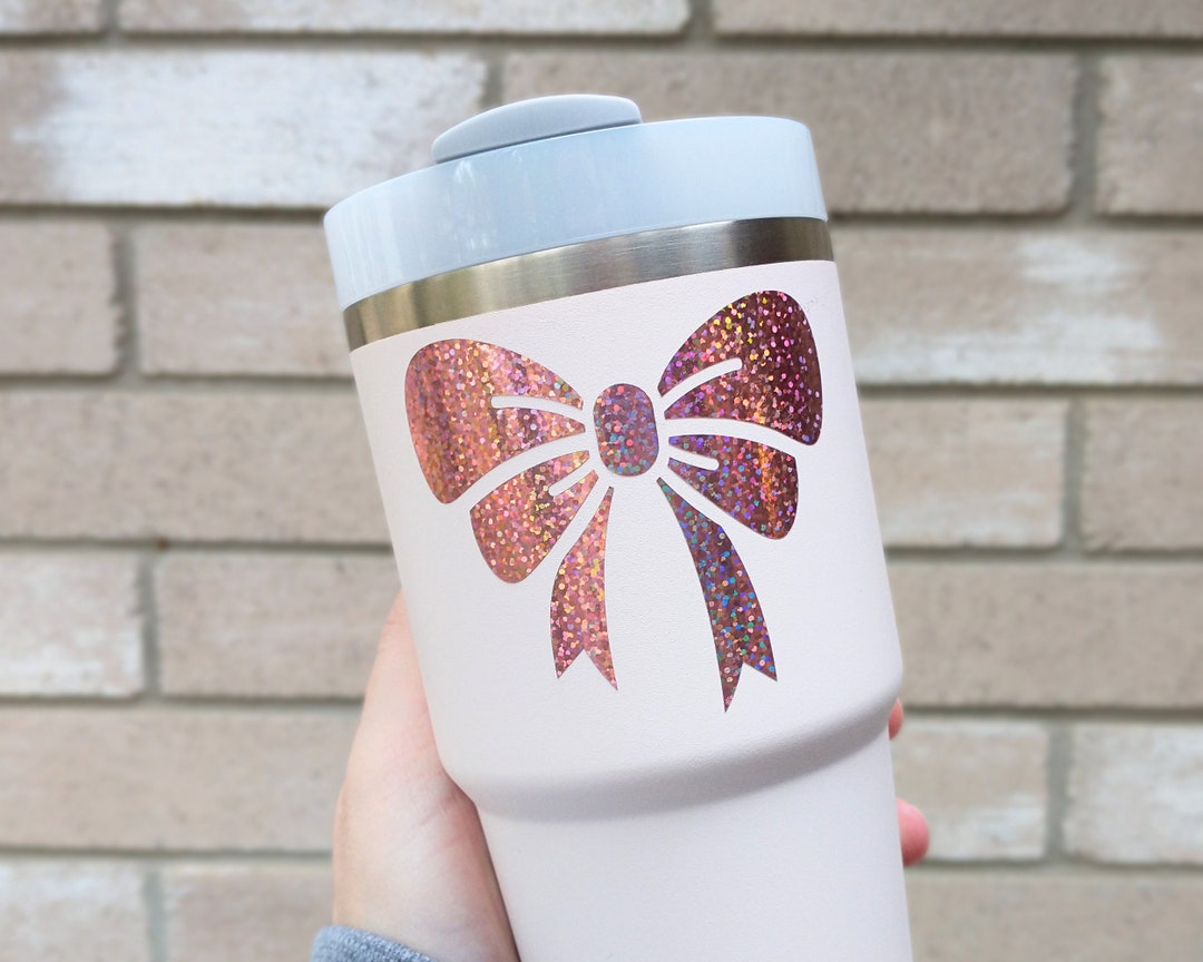 Ribbon Bow Decal, Girly Bow Sticker, Sparkle Holographic Vinyl Decal ...