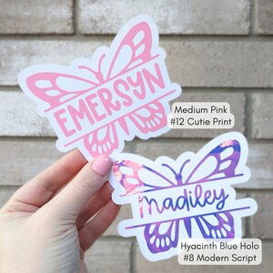Butterfly Name Decal, Personalized Butterfly Sticker, Holographic Vinyl ...