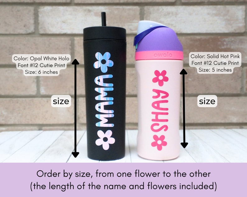 Flower Name Stickers, Personalized Name Decals With Little Retro ...