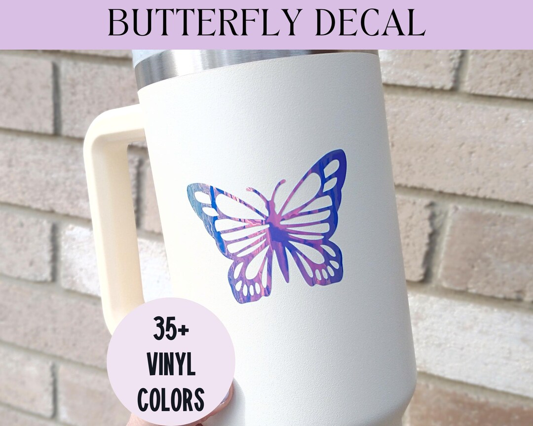 Butterfly Decal, Butterfly Sticker, Holographic Vinyl Decals for Cups ...