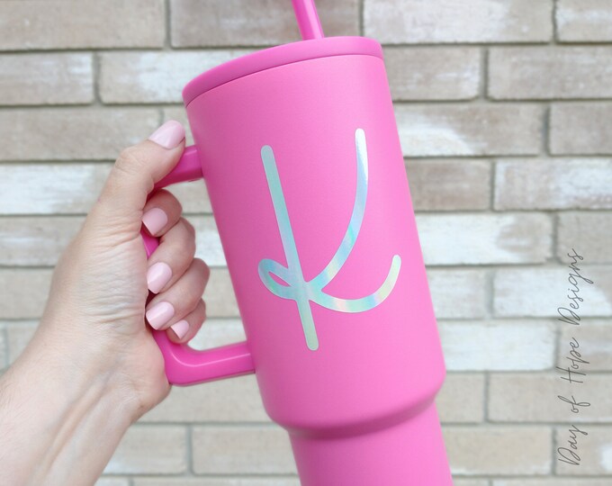 Single Letter Decal, Initial Sticker, Monogram Vinyl Decal for Tumblers ...