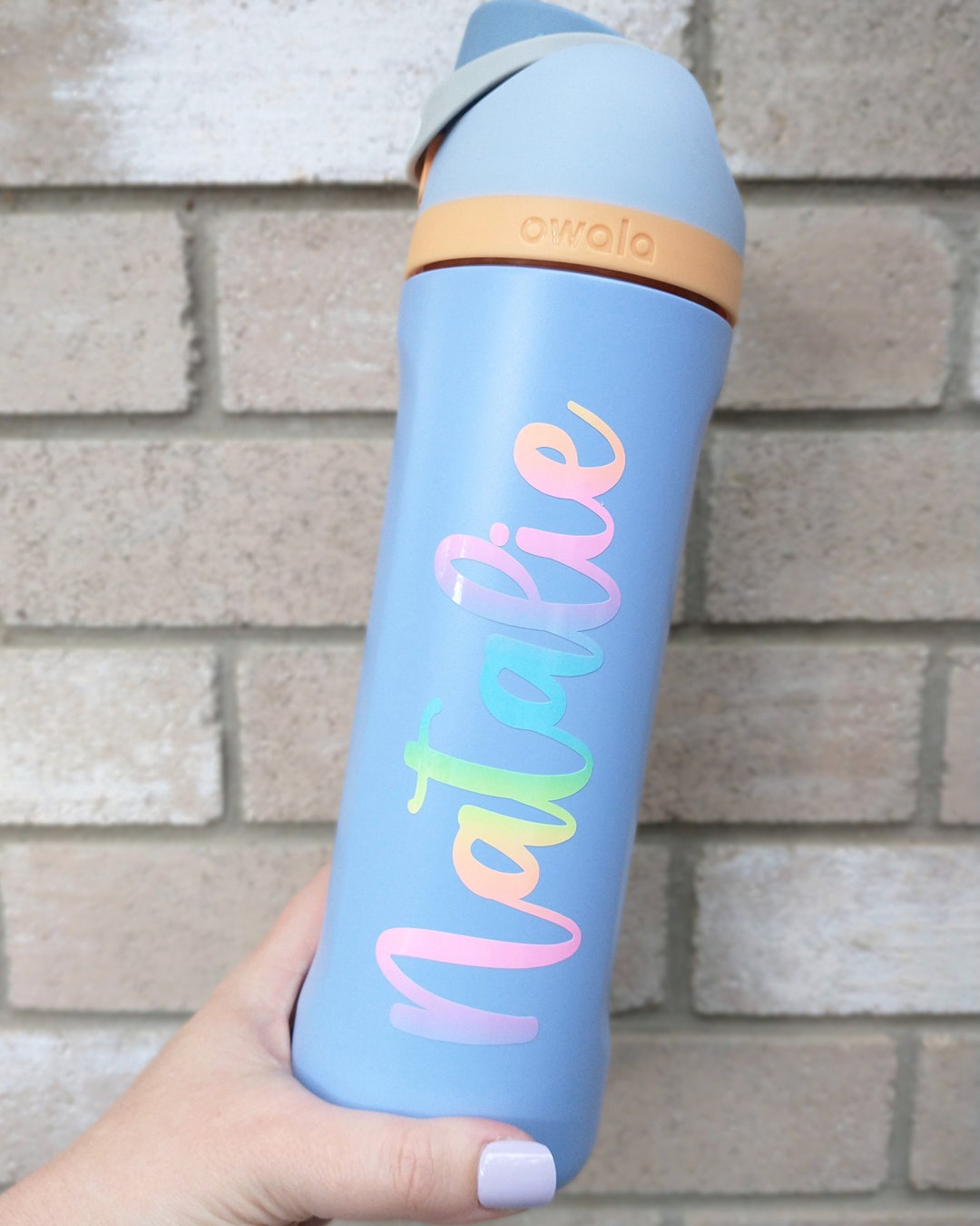 Pastel Rainbow Vinyl Name Stickers for Water Bottles, Personalized Name ...