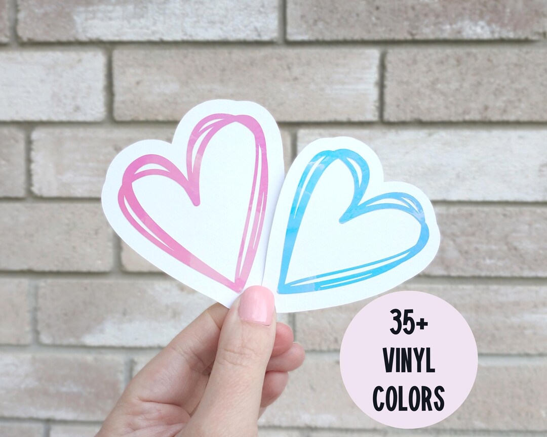 Scribble Heart Decal, Doodle Heart Sticker, Holographic Vinyl Decals ...