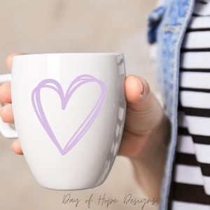 Scribble Heart Decal, Doodle Heart Sticker, Holographic Vinyl Decals ...