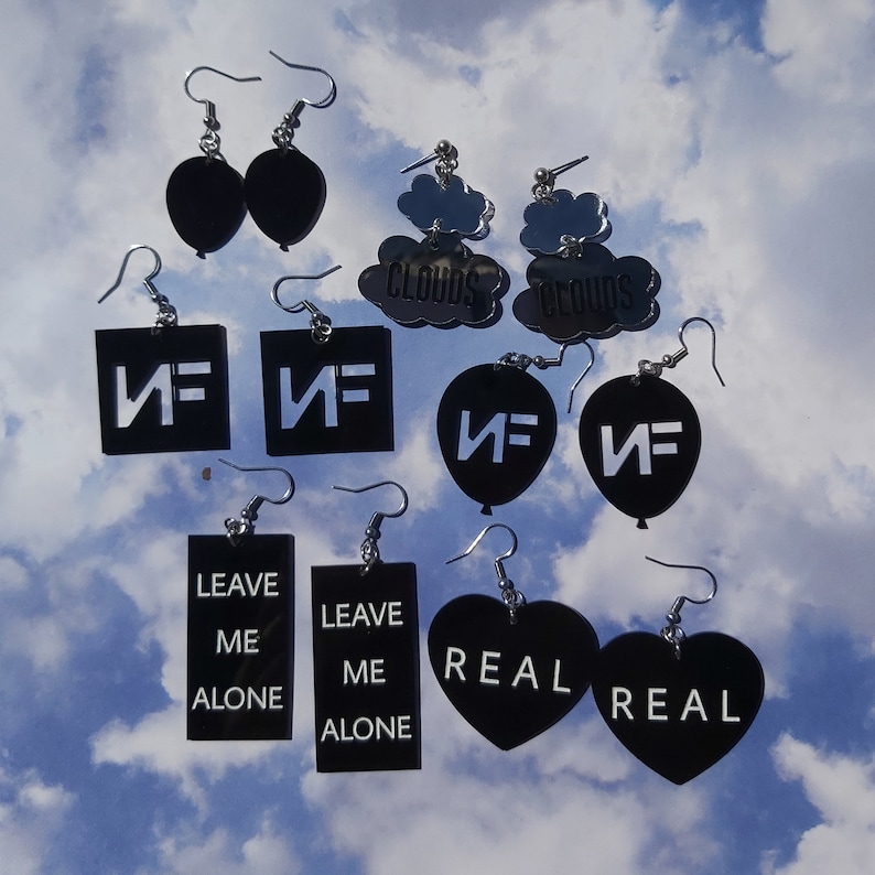 NF Fan Art Earrings Balloon Logo Laser Cut Black Acrylic - Etsy
