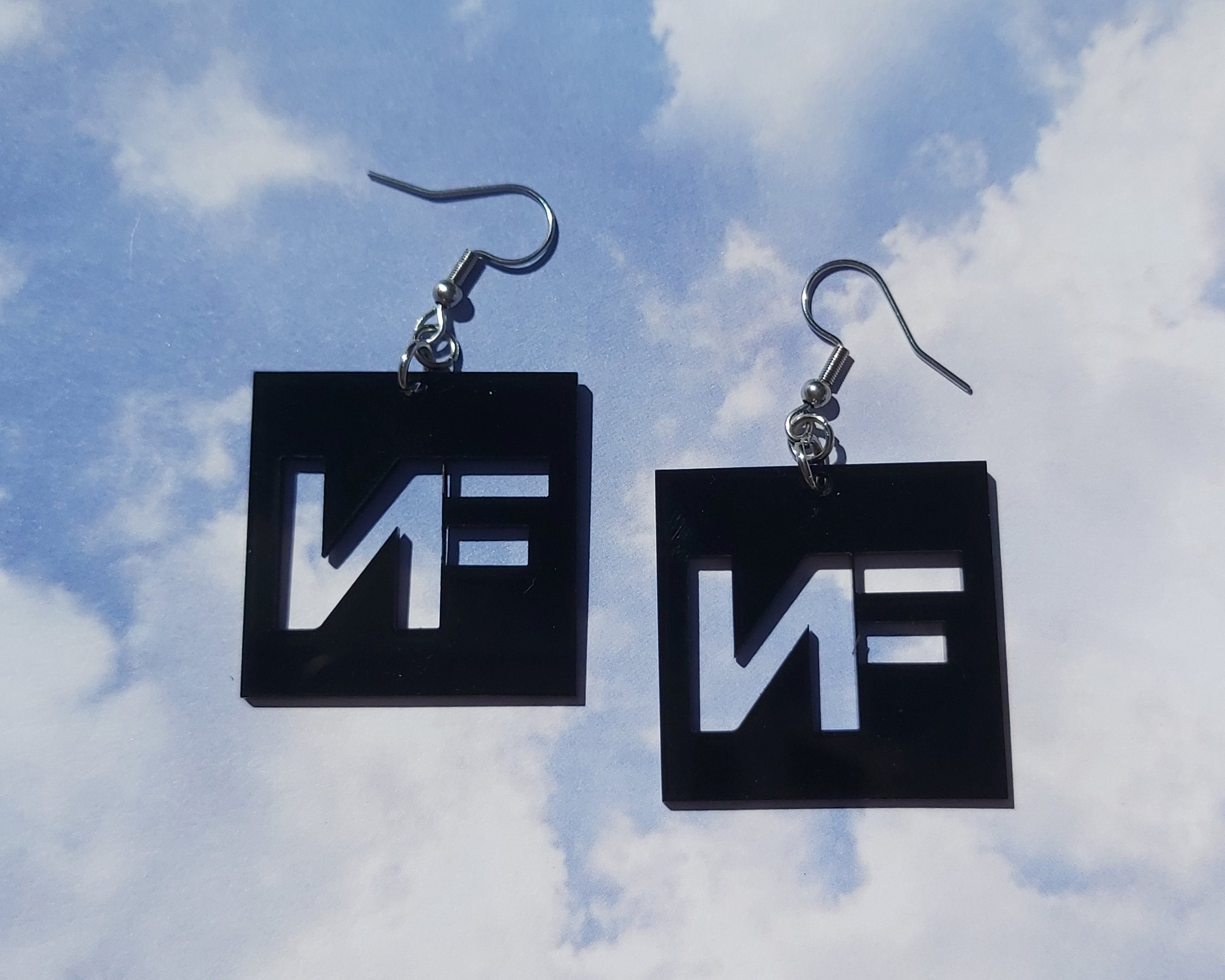 NF Fan Art Earrings Square Logo Laser Cut Black Acrylic | Etsy