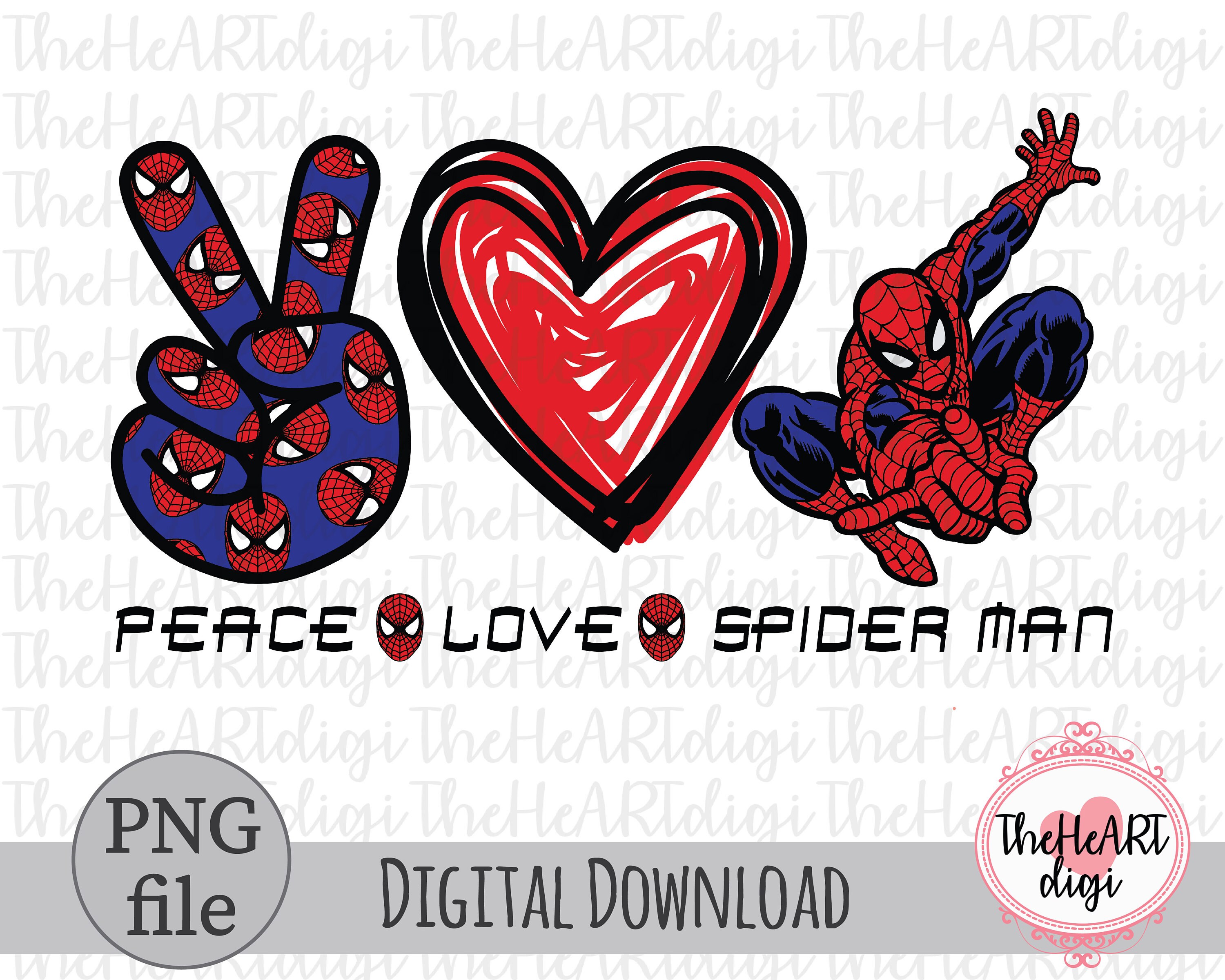 Peace Love Spider Man PNG Peace love superhero sublimation | Etsy