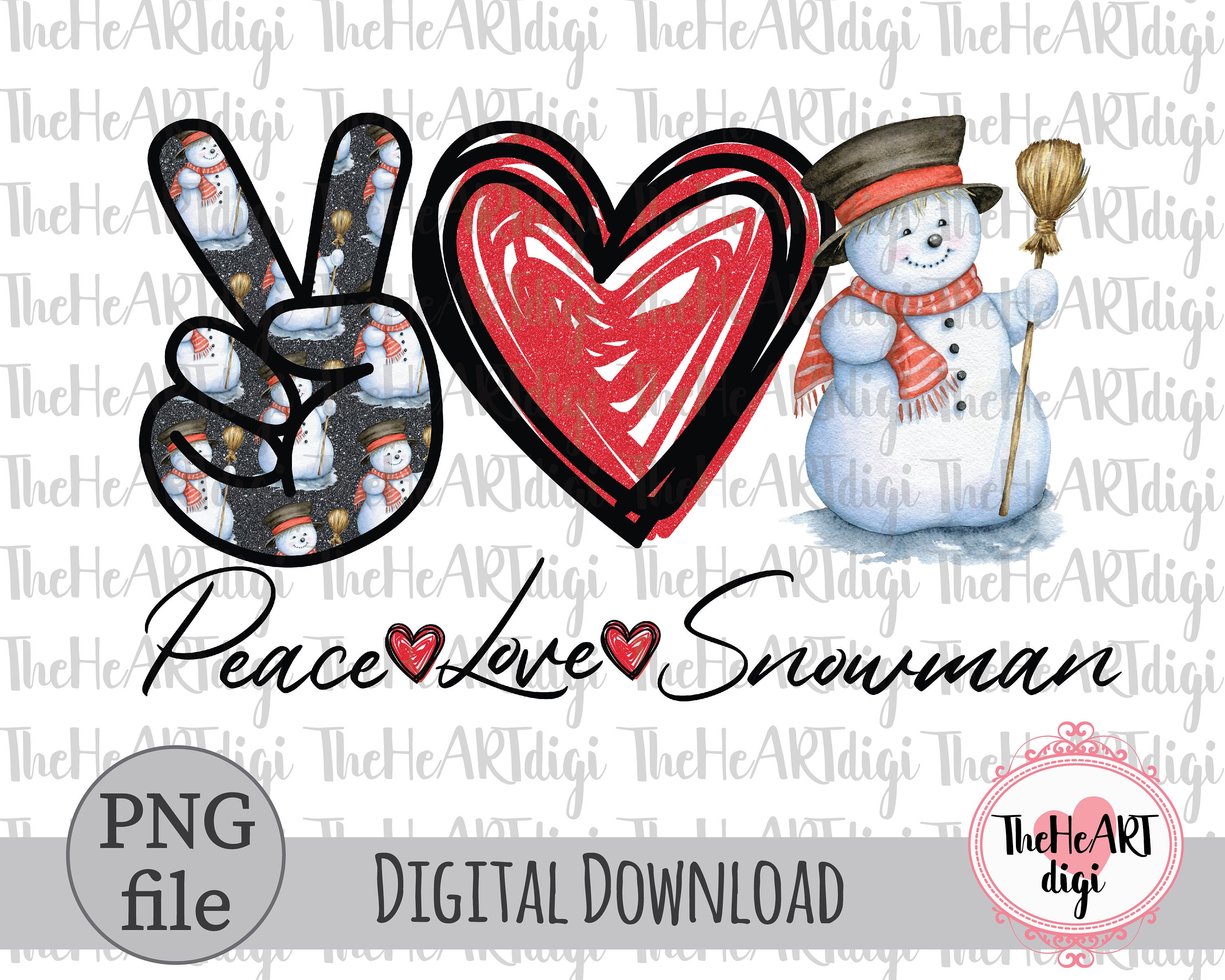 Peace Love Snowman PNG Peace Love Snowman Sublimation Design | Etsy