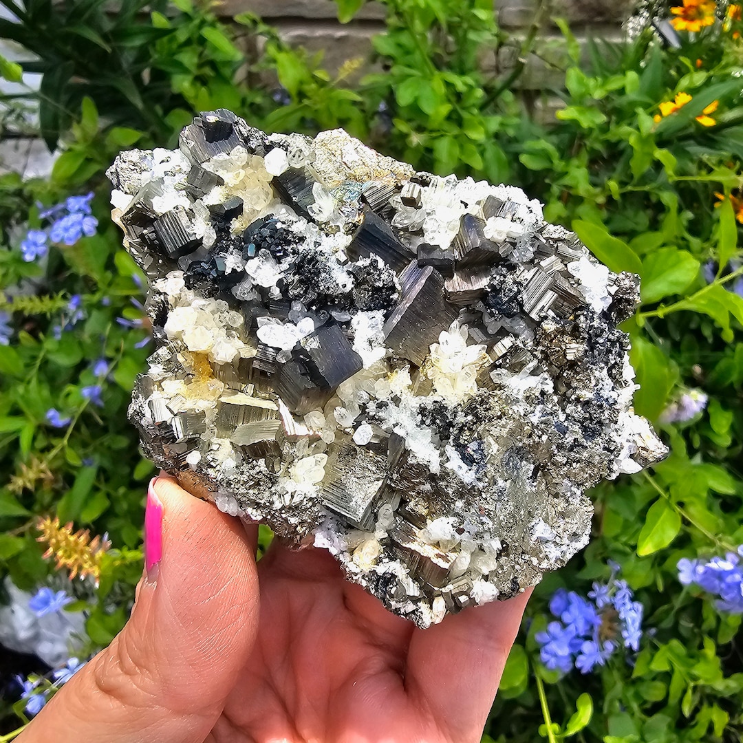 Pyrite + Clear Quartz Crystal Cluster ~ Pyrite Druzy From Indonesia ...