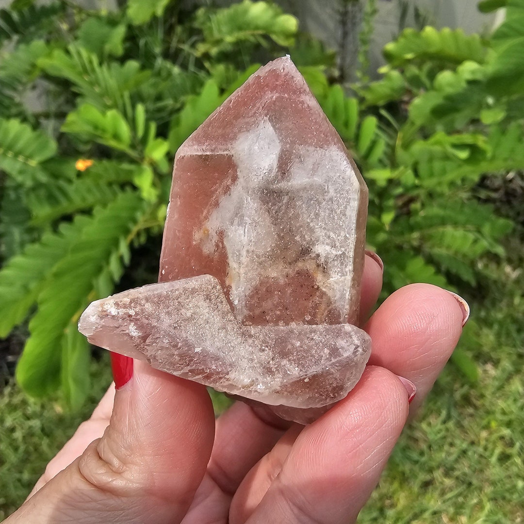 Rare Red Scarlett Lemurian Seed Point 2.5" Generator Quartz Crystal Gemstone Ancient Lemuria ...