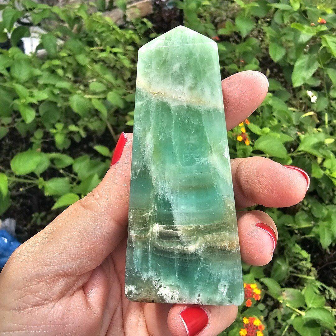 Rare High Quality Blue Green Calcite Tower 3.2" Point Obelisk Mineral ...