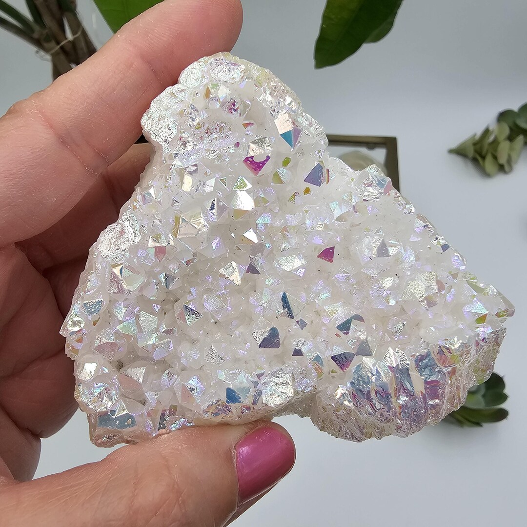 Aura Quartz Cluster 3" Rainbow Angel Aura Crystal Gemstone Home Decor ...