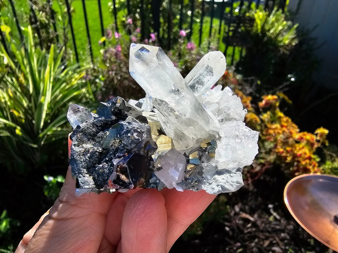Pyrite + Clear Quartz Crystal Cluster ~ Pyrite Druzy From Indonesia ...