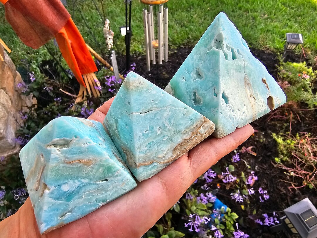 Rare Blue Aragonite Crystal Pyramids, Choose Your Piece, Blue Pyramid ...