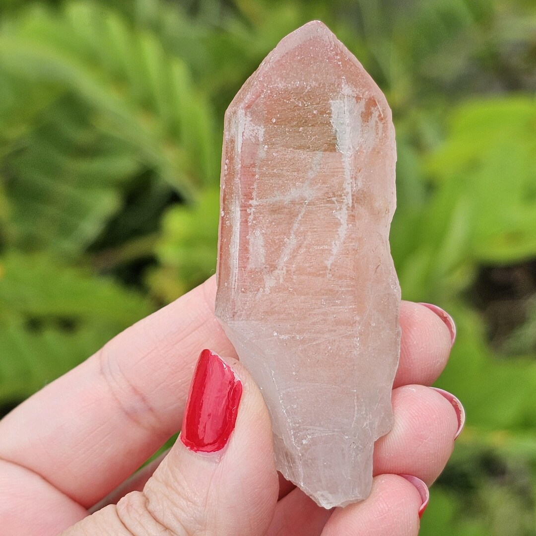Rare Red Scarlett Lemurian Seed Point 2.75" Generator Quartz Crystal Gemstone Ancient Lemuria ...