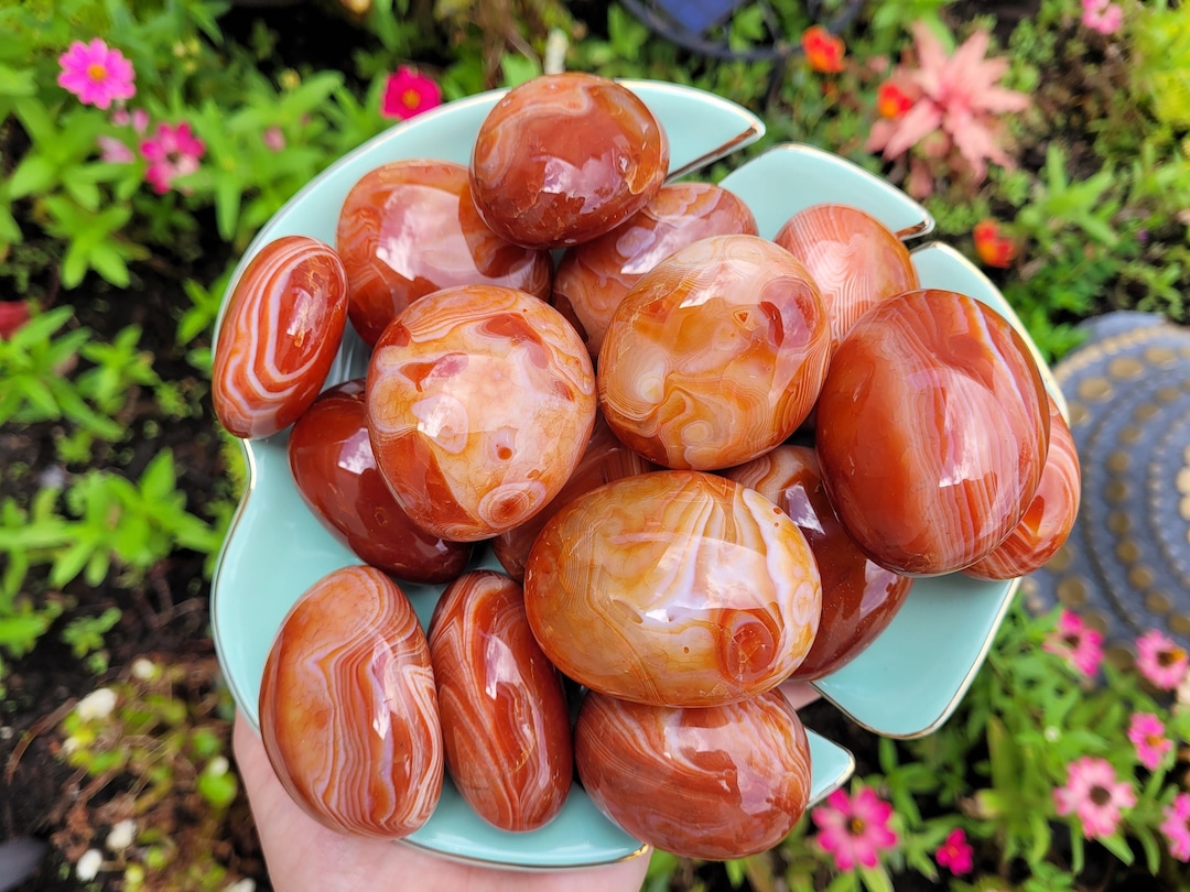 Carnelian Palm Stones ~ Choose Your Size ~ Sardonyx Agate Silk Agate ...
